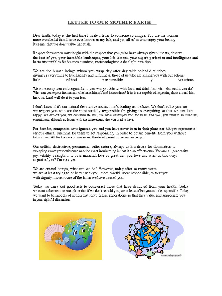 Letter To Our Mother Earth | PDF