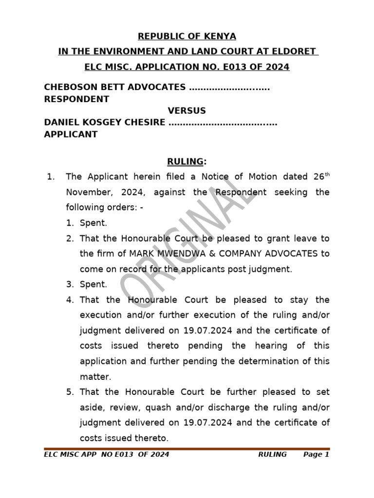 Elc Misc. Application No. E013 of 2024 | PDF | Judiciaries | Public Law