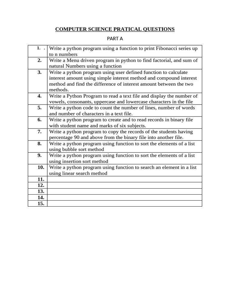 2 Puc Pratical Questions | PDF
