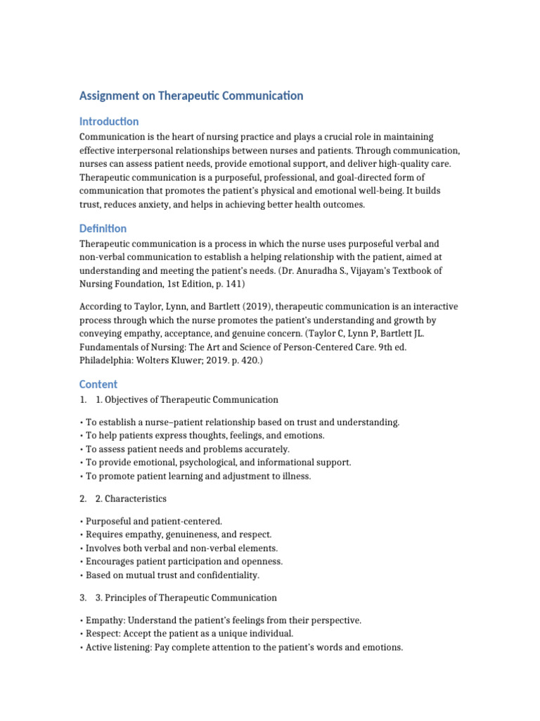 Therapeutic Communication | PDF | Communication | Cognition
