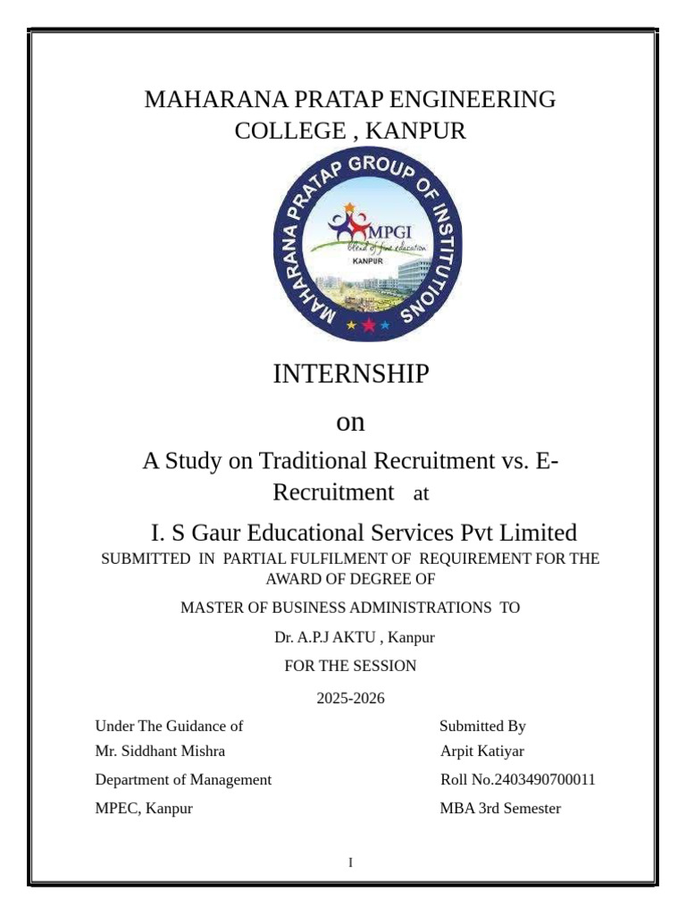 Summer Internship Report | PDF | Recruitment | Survey Methodology
