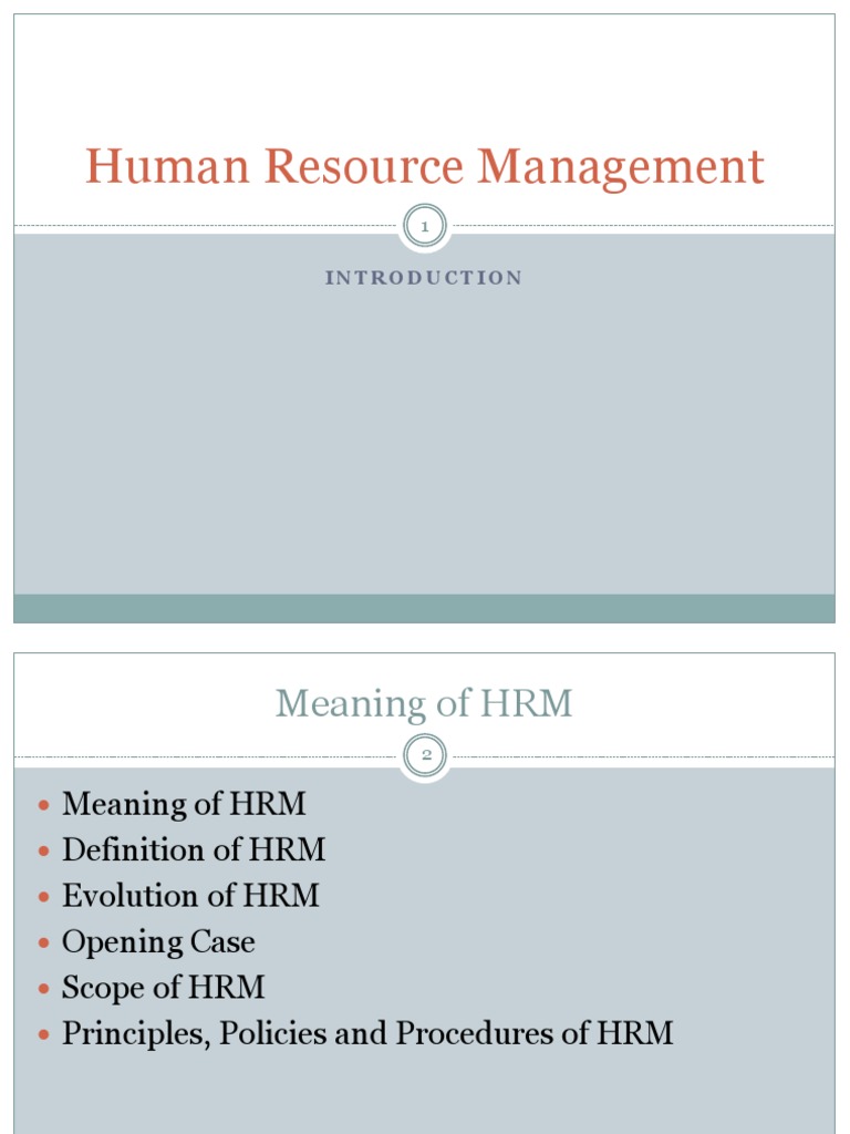 HRM Introduction | PDF | Employment | Human Resource Management