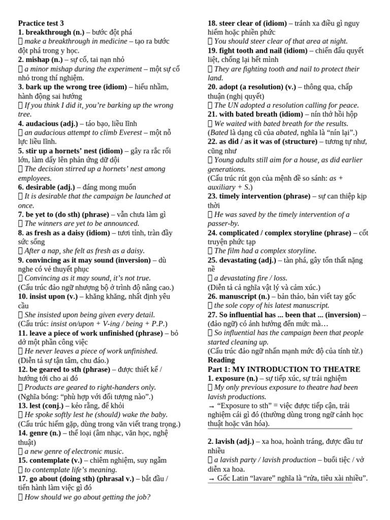 Vocab - Practice Test 3 | PDF