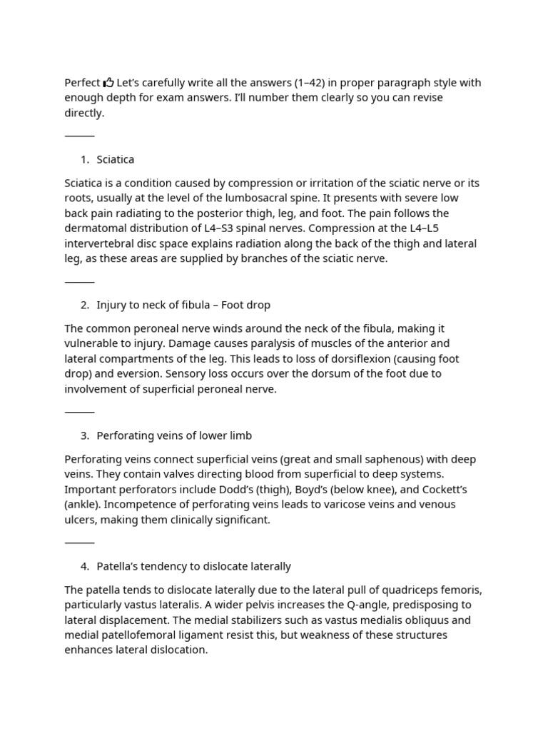 Lower Limb Ew Question | PDF | Knee | Human Leg