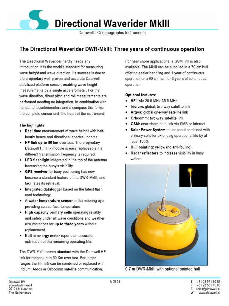 Datawell Directional Waverider MK3 | PDF | High Frequency ...