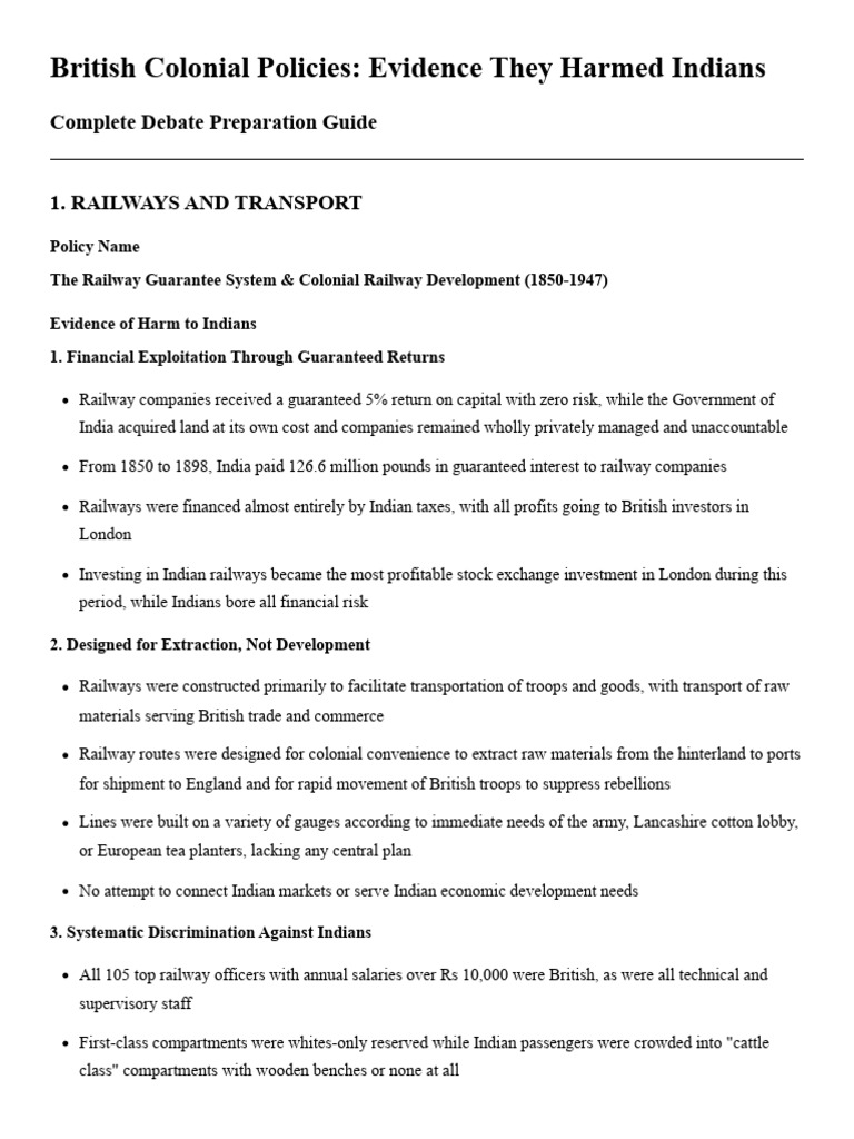 Harmful British Colonial Policies in India | PDF | Poverty | Poverty ...