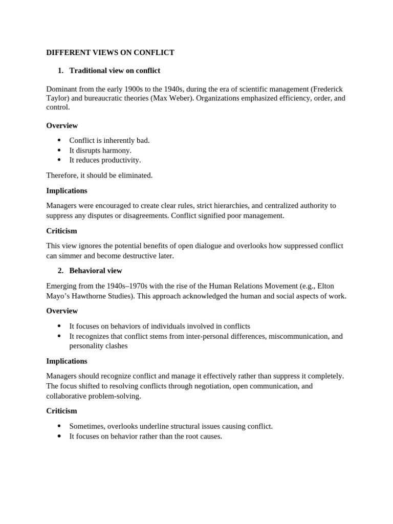 Different Views On Conflict | PDF | Negotiation | Innovation