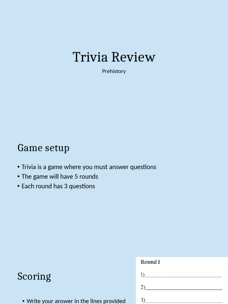 8 Trivia Review | PDF | Paleolithic | Human