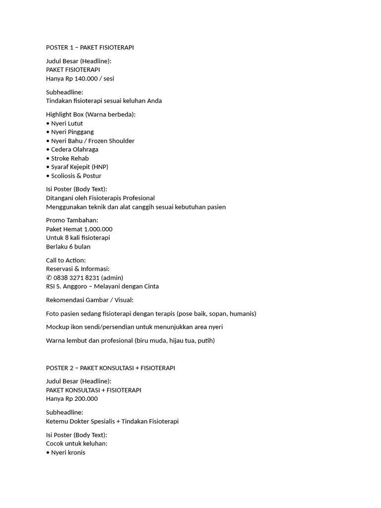 Paket Fisioterapi - Detail | PDF