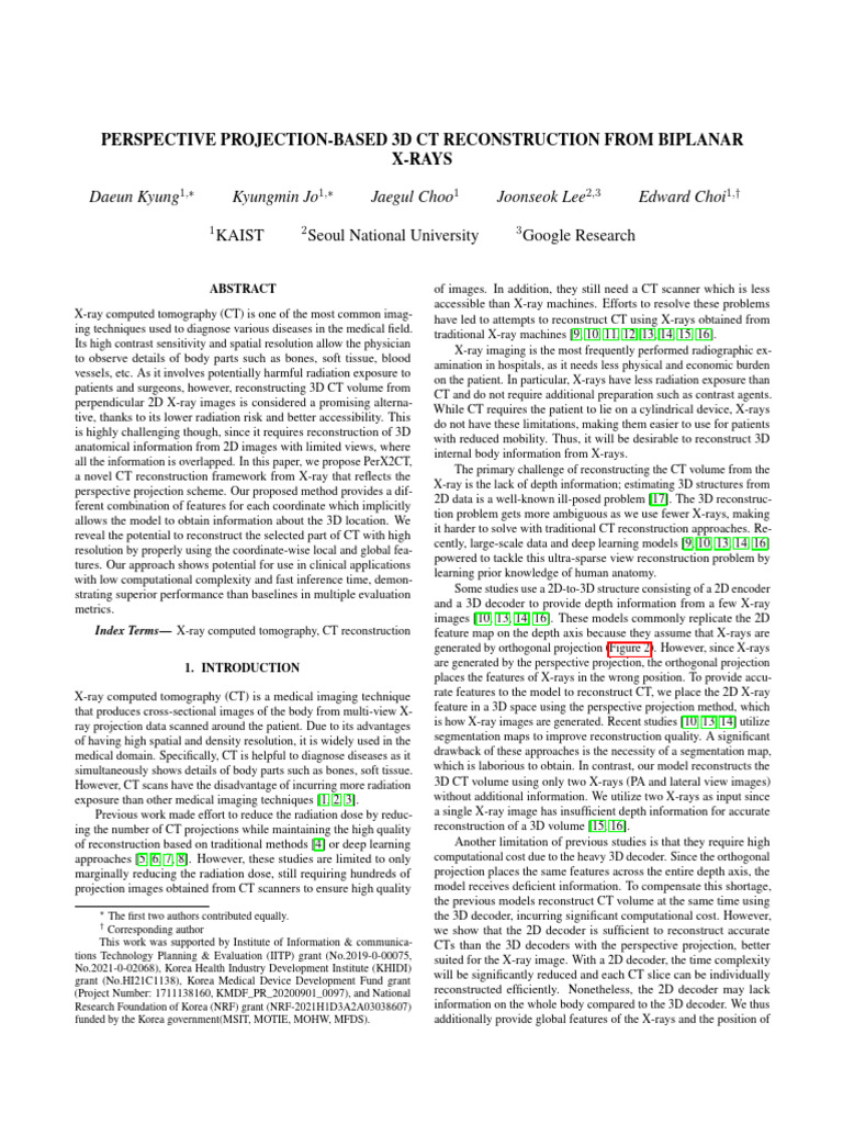 Perspective Projection-Based 3d CT Reconstruction From Biplanar | PDF ...