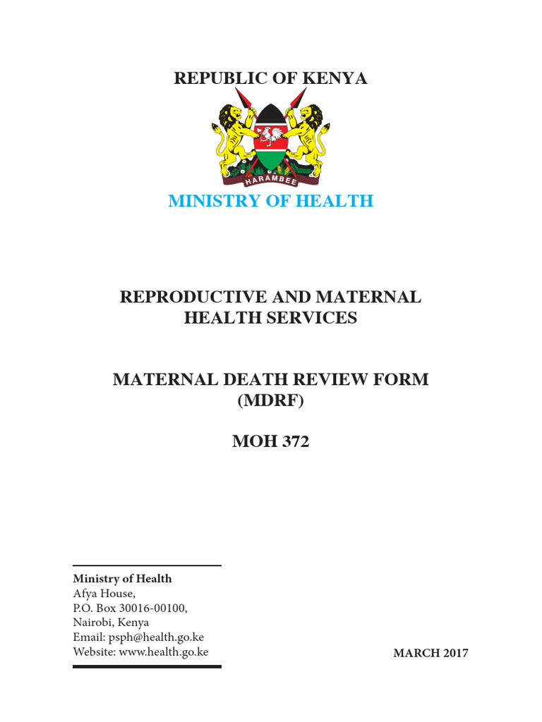 MOH 372 Maternal Death Review Form | PDF | Childbirth | Maternal Death