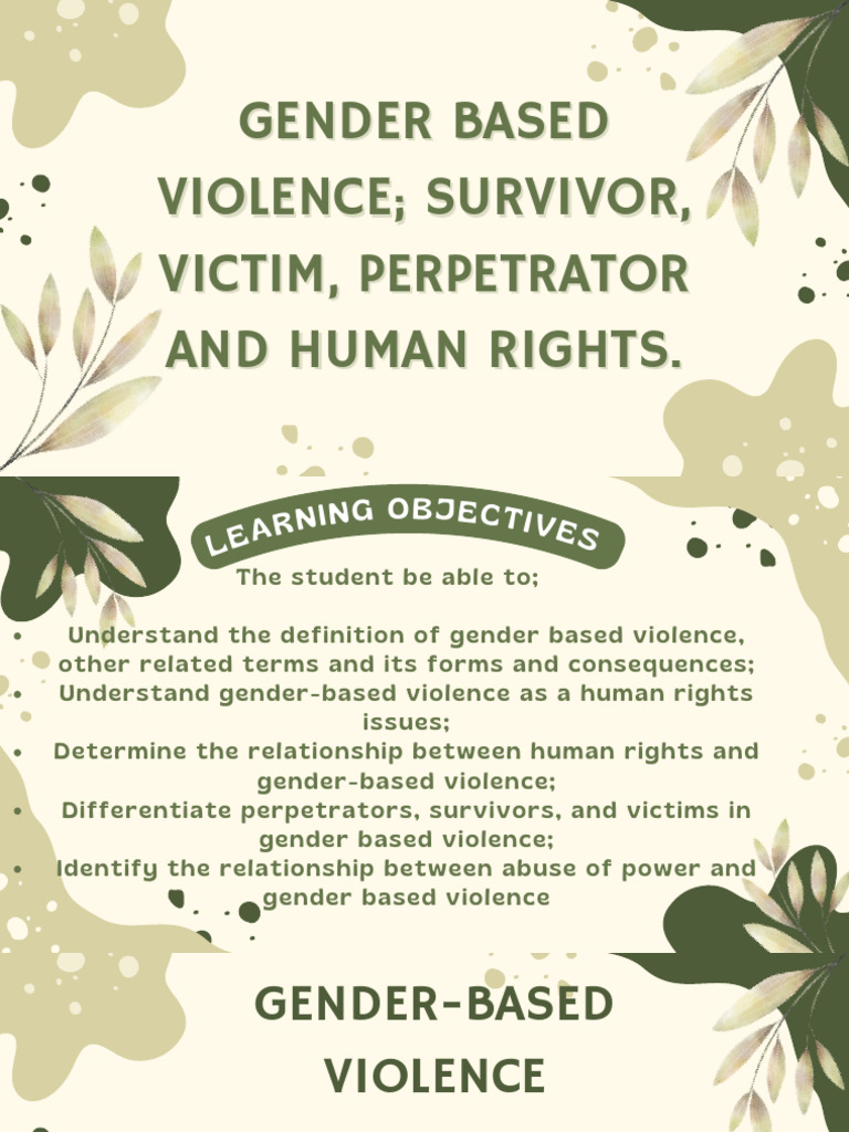 Gender Based Violence Survivor, Victim, Perpetrator and Human Rights ...