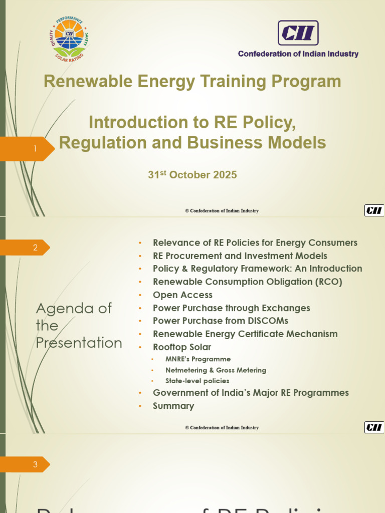 RE Training - RE Policy, Regulation & Business Models - 31 10 2025 ...