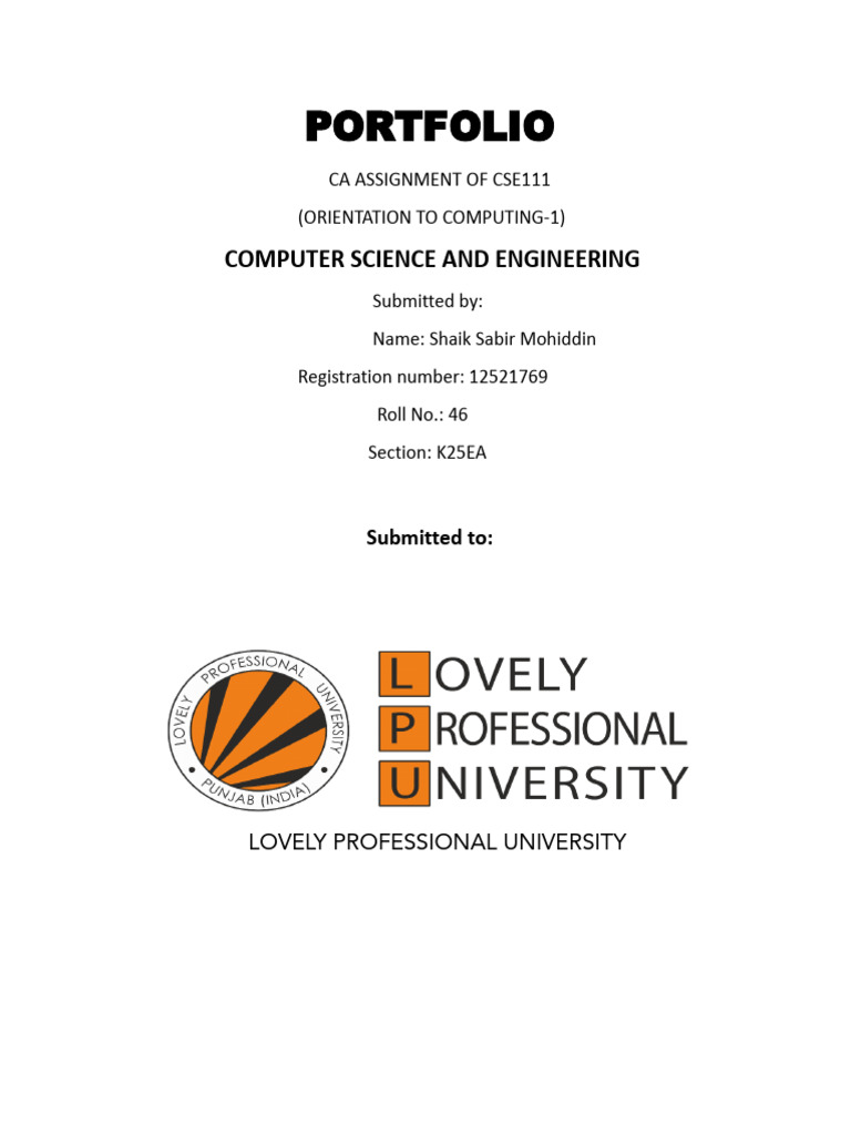 CA 03 of CSE111 Portfolio Format | PDF