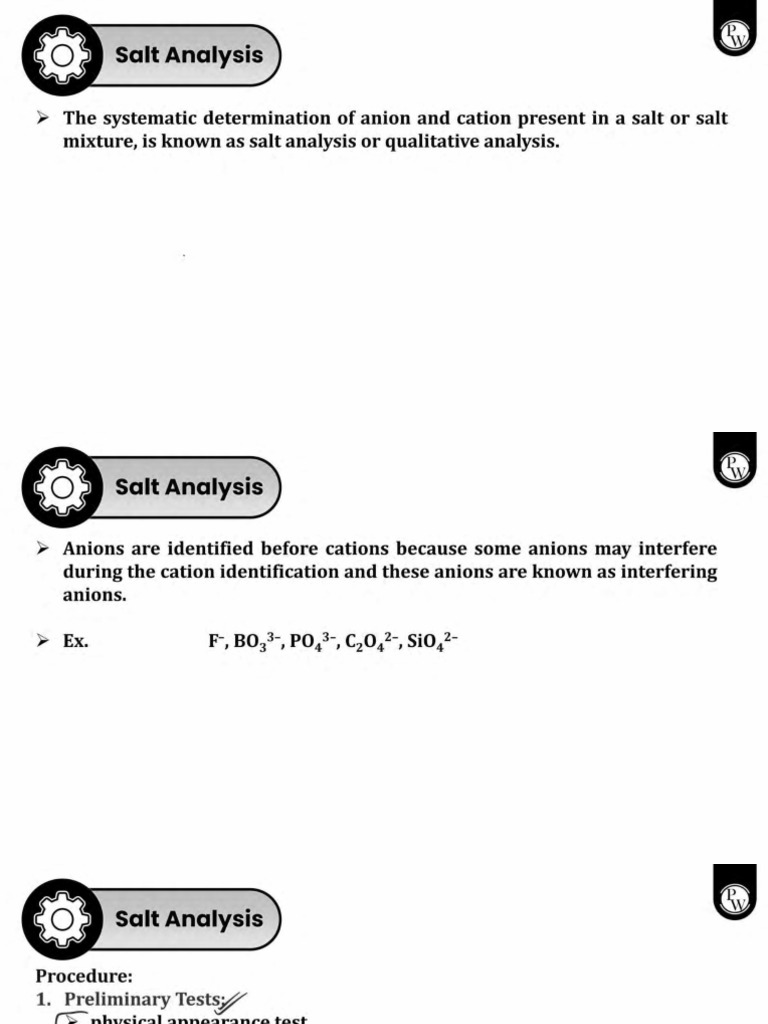 Principles of Qualitative Analysis Salt Analysis 01 Class Notes ...