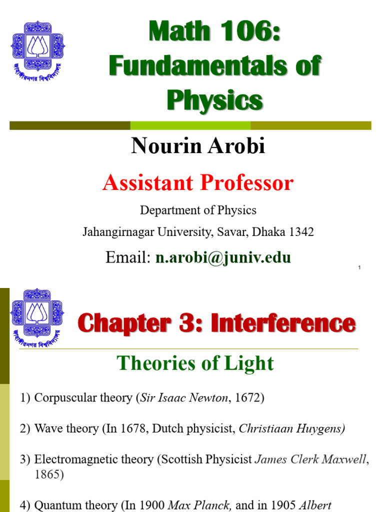 Chapter 3- Math 106-Interference of Light | PDF | Interferometry | Light