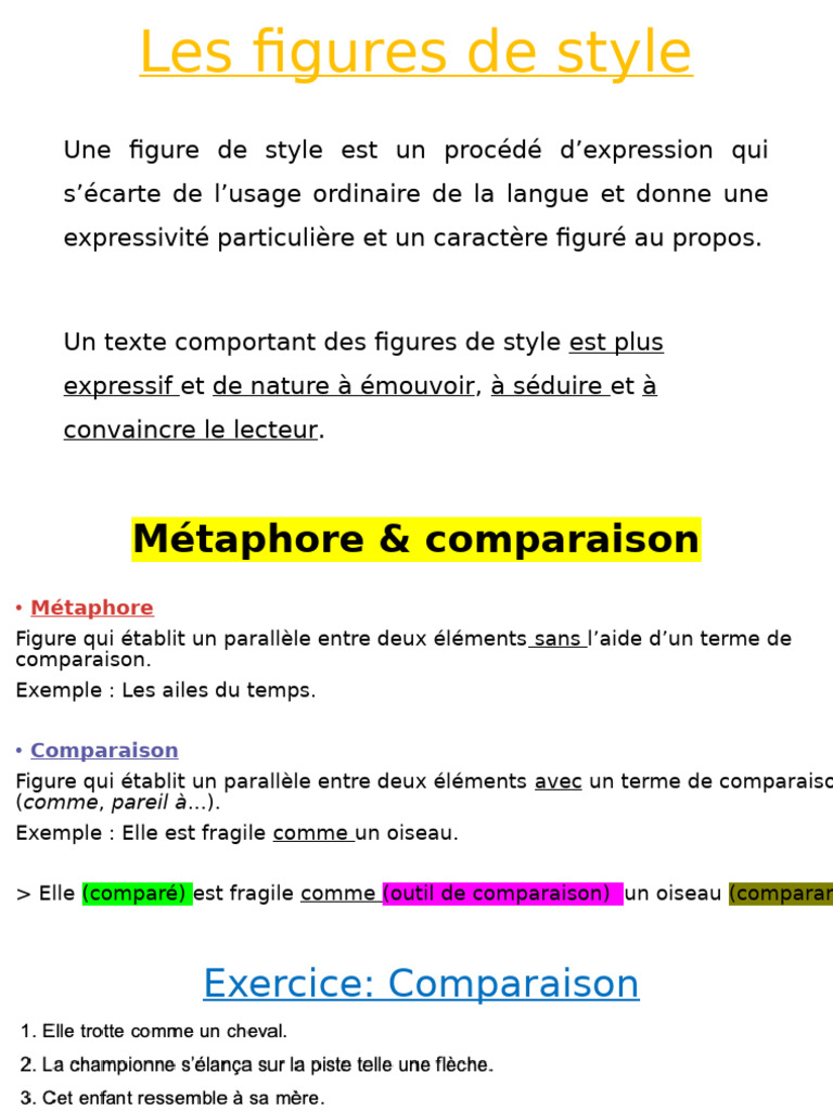 Figures de style : définitions et exemples | PDF | Métaphore