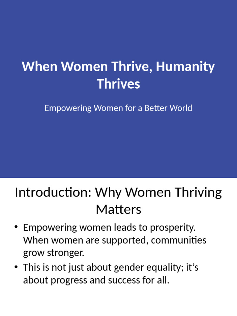 When Women Thrive Humanity Thrives Updated | PDF