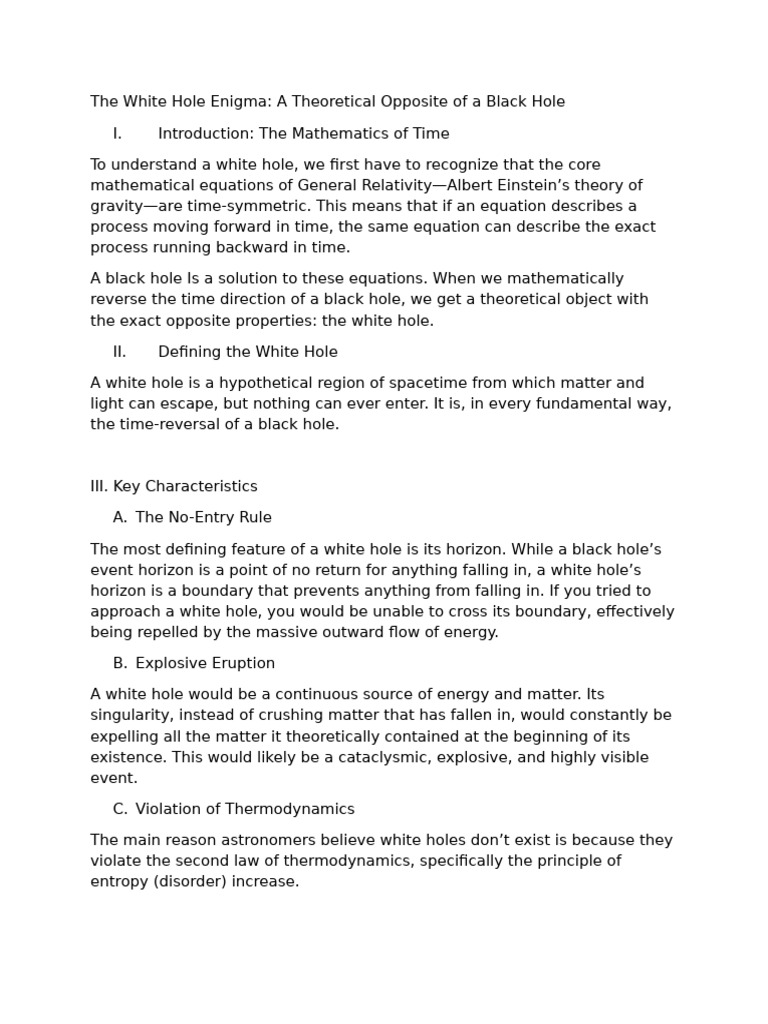White Holes | PDF | Black Hole | Applied And Interdisciplinary Physics