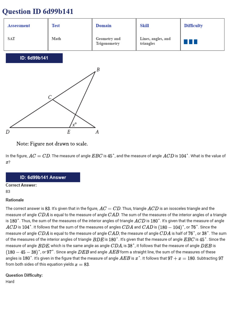 SAT Geometry and Trigonometry Questions | PDF | Triangle | Area