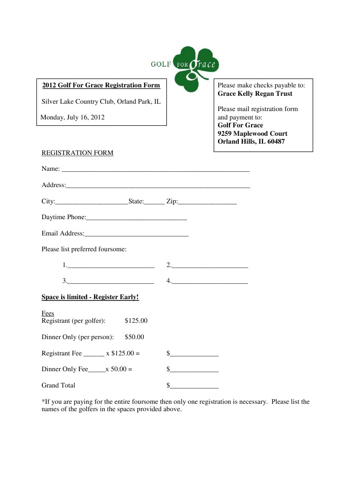 2012 Golf For Grace Registration Form | PDF