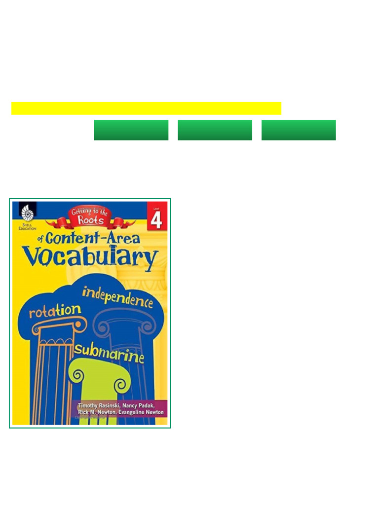 Getting To The Roots of Content Area Vocabulary 1st Edition Timothy ...