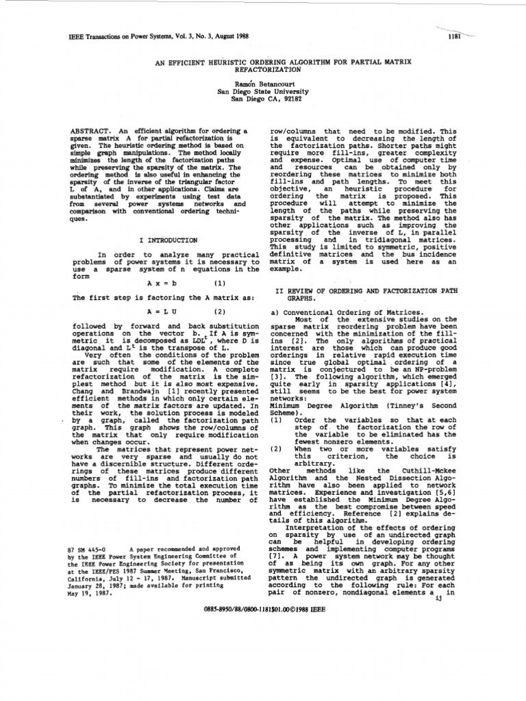 Efficient Sparse Matrix Ordering Algorithm | PDF | Matrix (Mathematics ...