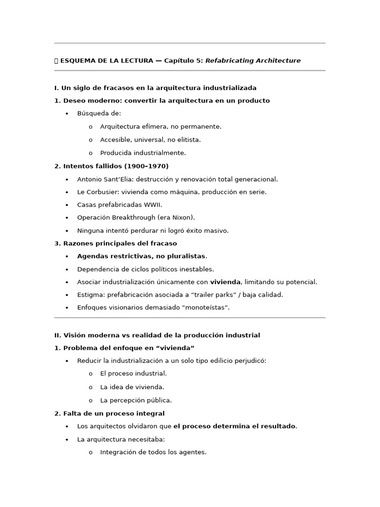 Esquema de La Lectura - Refab Arch - Cap V Arch | PDF | Diseño | Fábrica