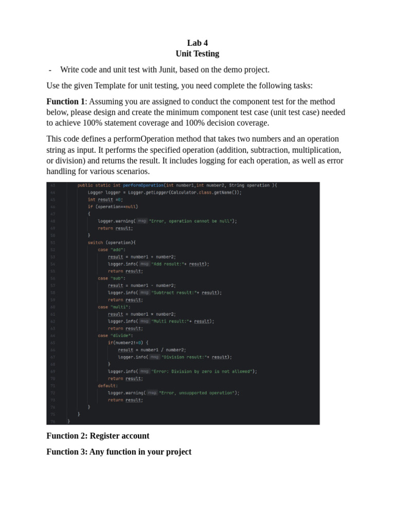 Lab 4 - Unit Testing | PDF