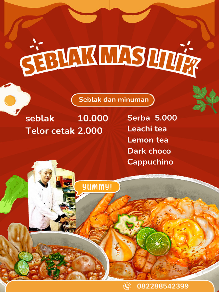 Menu Makanan Seblak Ilustratif Modern Merah Dan Oranye - 20251126 ...