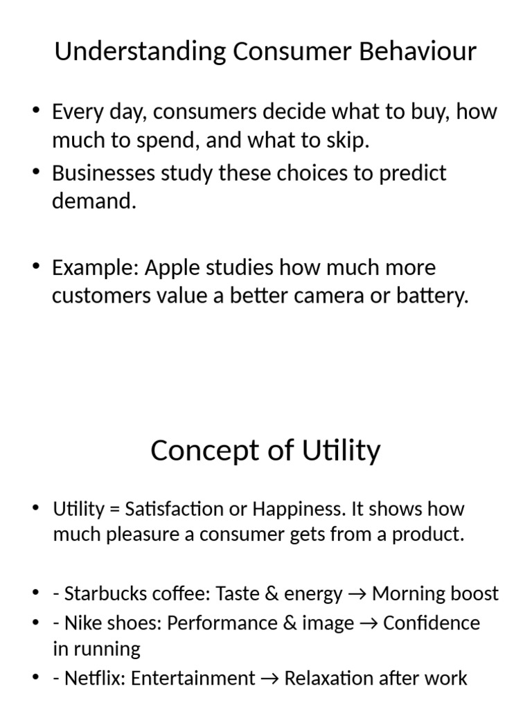Consumer Behavior and Utility Explained | PDF | Utility | Business ...