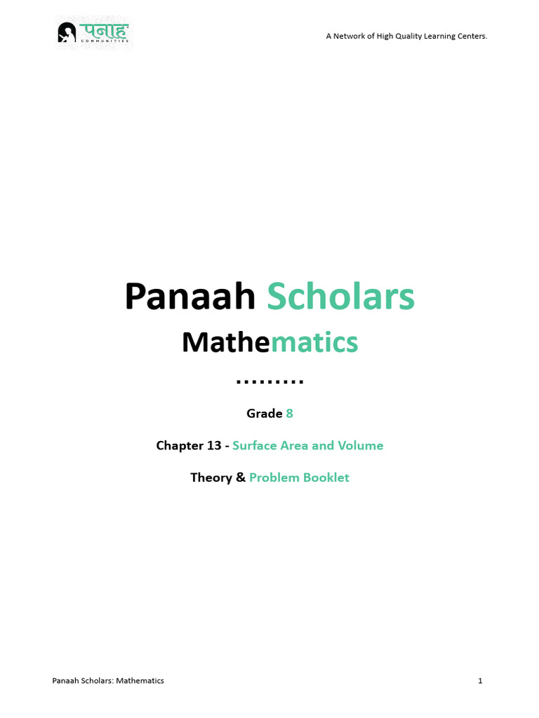 PS Chap-13 Surface Area and Volume Grade 8 Maths Theory | PDF | Volume ...