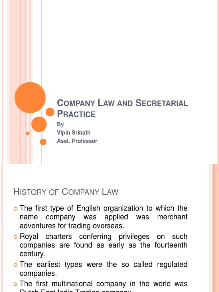 Company Law and Secretarial Practice Chapter 1 | PDF | Joint Stock ...