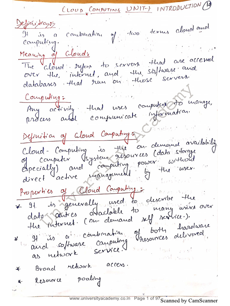 Cloud Computing Notes Final | PDF