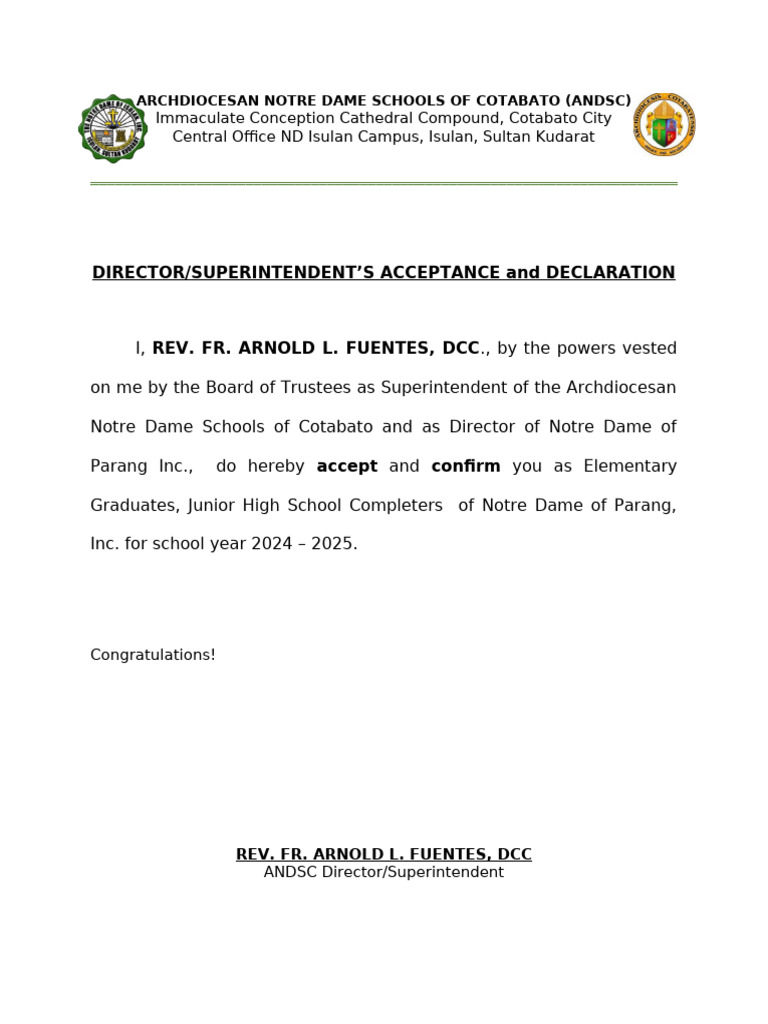 Presentation and Acceptance of Candidates For Graduation, NDPAA Oath | PDF