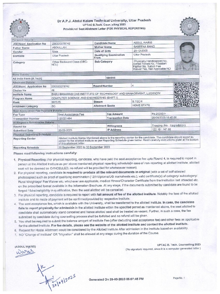 Allotment Letter | PDF