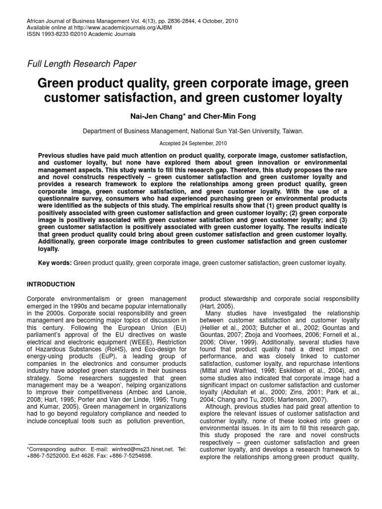 Green Product Quality, Green Corporate Image, Green | PDF | Customer ...
