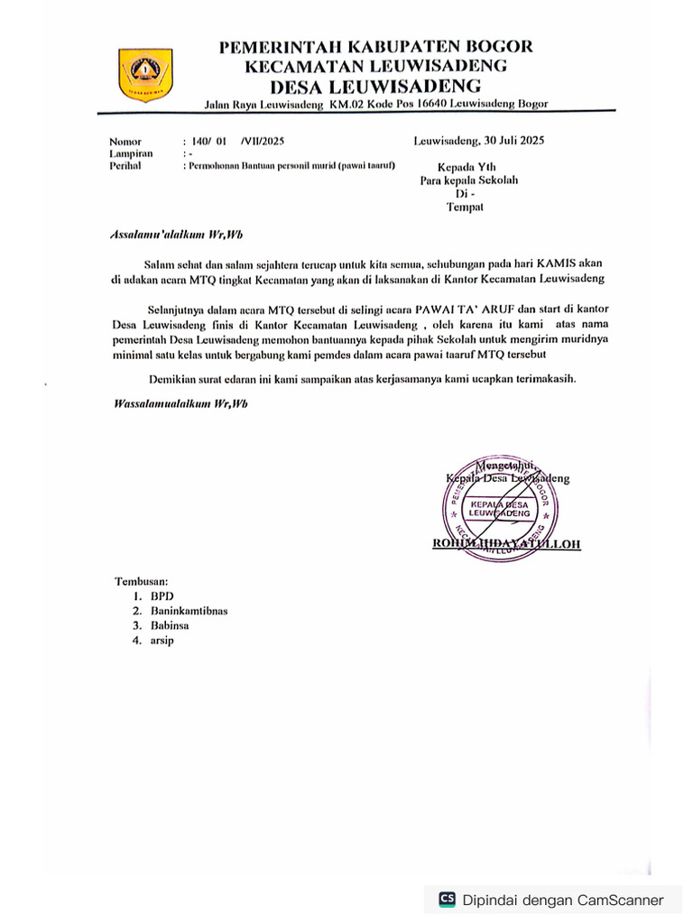 Surat Undangan Pawai MTQ | PDF