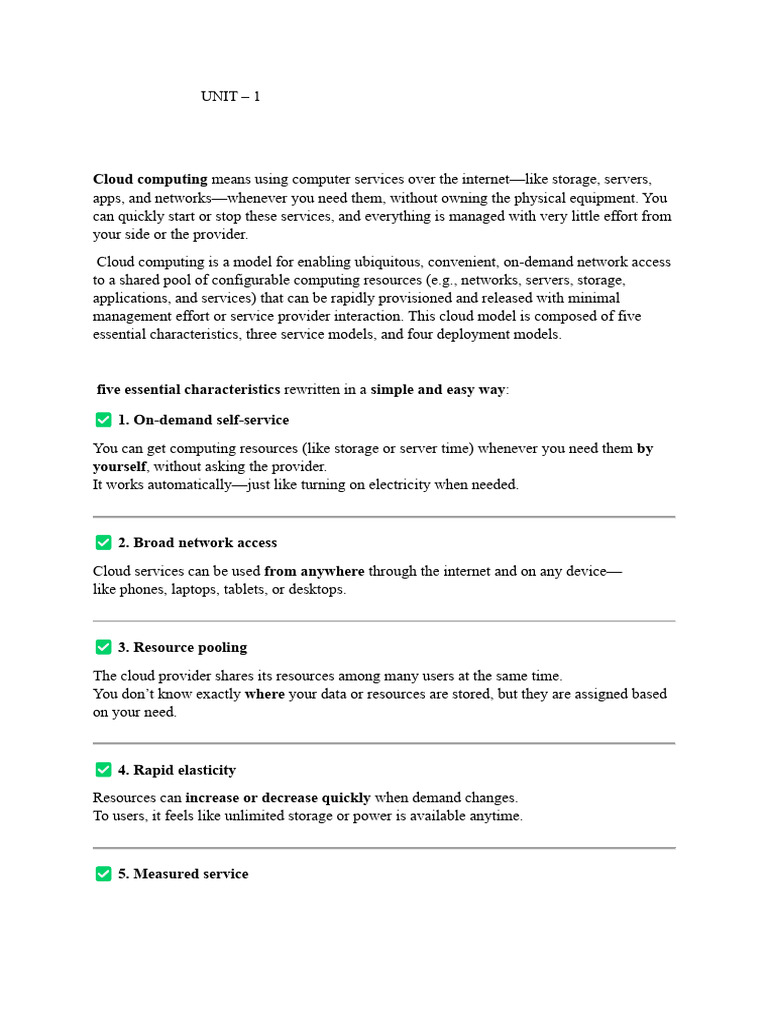 UNIT1 CC | PDF | Cloud Computing | Software As A Service