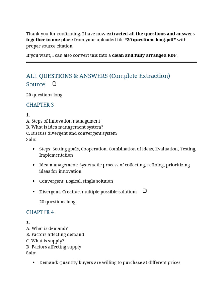 20 Question Long (Quick Remember) 2 | PDF | Entrepreneurship | Innovation