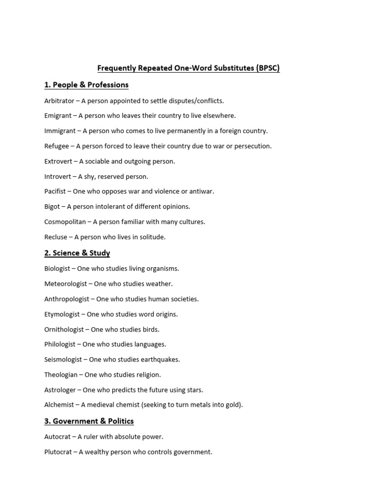 Frequently Repeated One Substitute | PDF