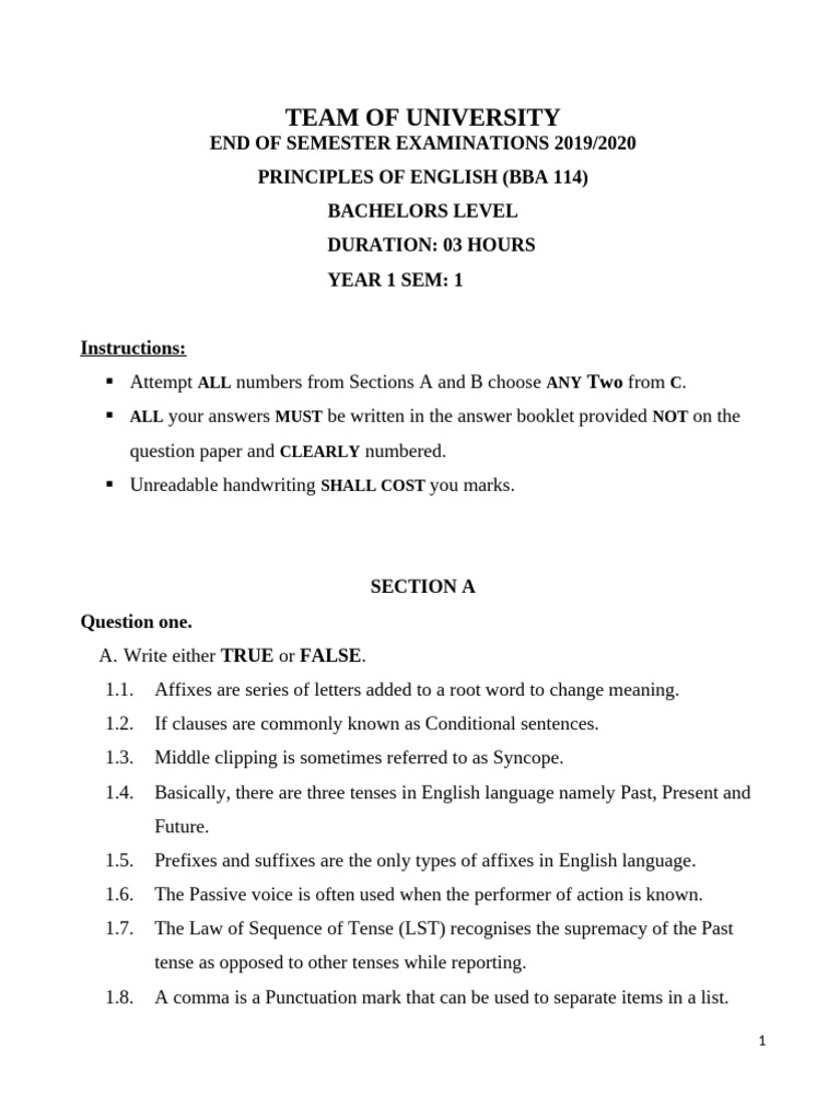 Diploma and Bachelors Levels Principles of English | PDF | English ...