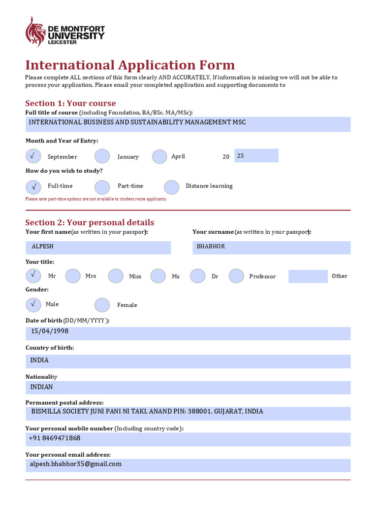 International Application Form Guide | PDF | Travel Visa | Educational ...