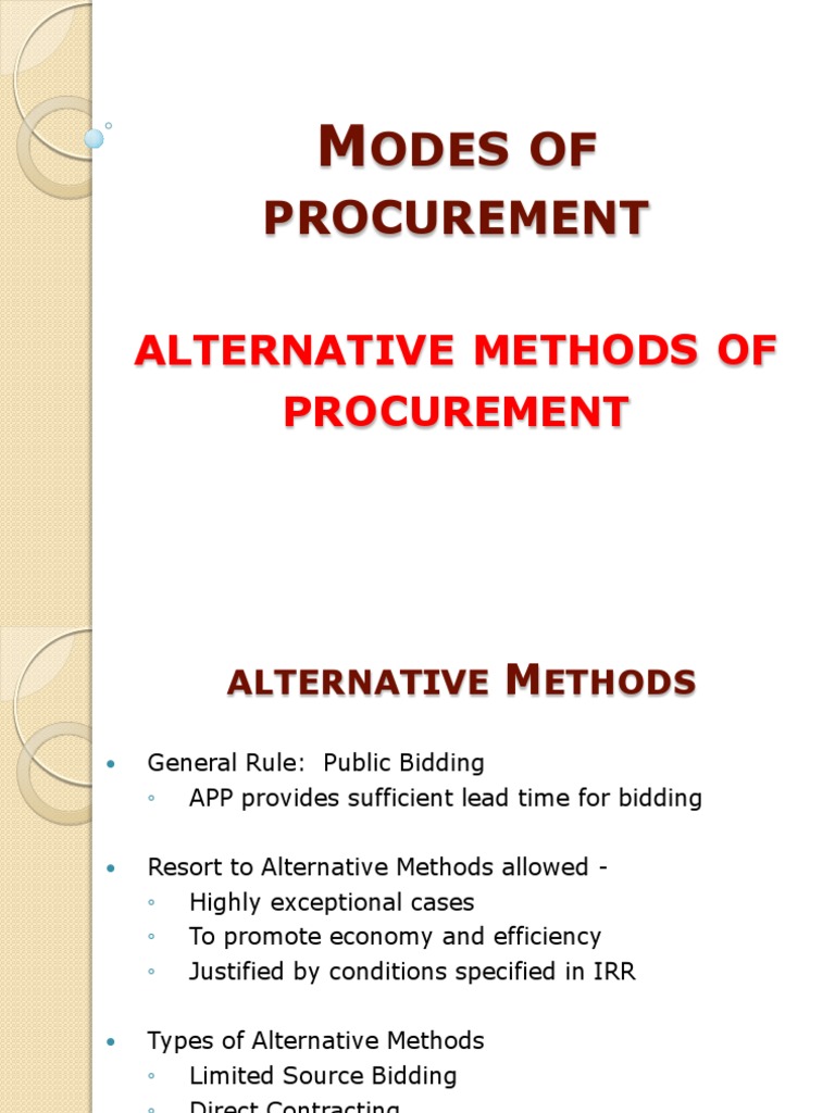 Alternative Methods of Procurement | PDF | Lease | Procurement