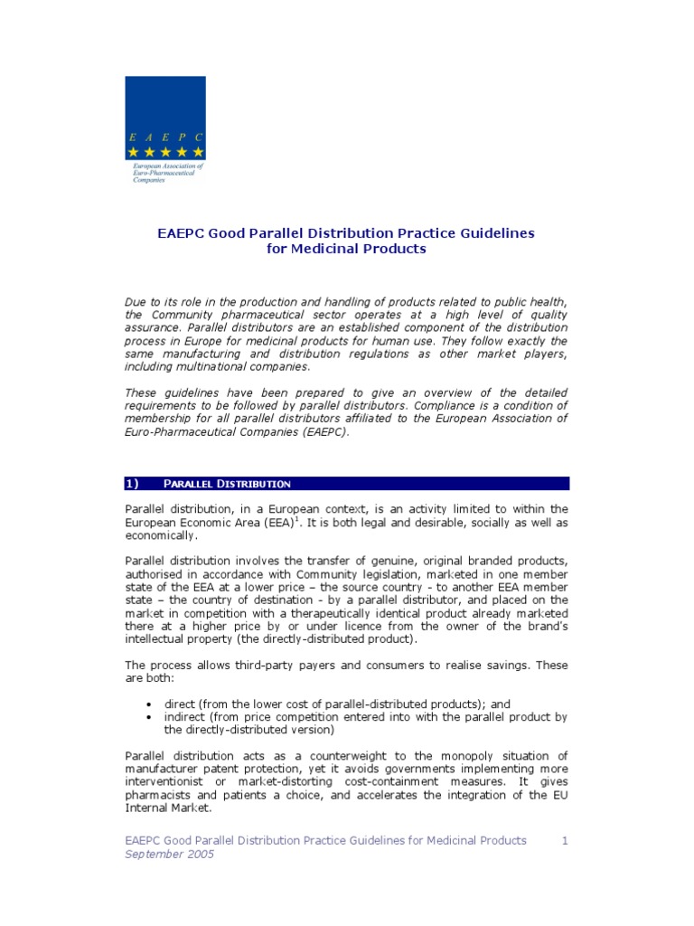 Eaepc Good Parallel Distribution Practice Guidelines | PDF | European ...