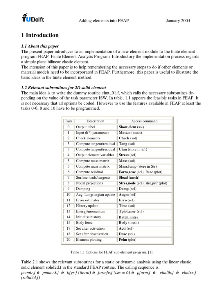 Adding Elements Into FEAP | PDF | Young's Modulus | Pointer (Computer ...
