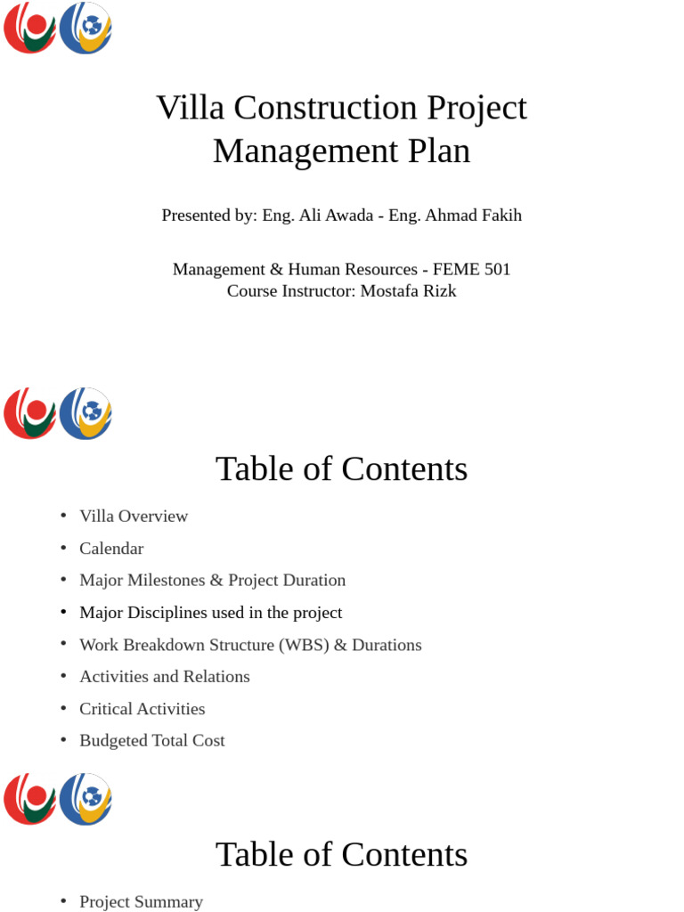 Villa Construction Management Plan | PDF | Architectural Elements ...