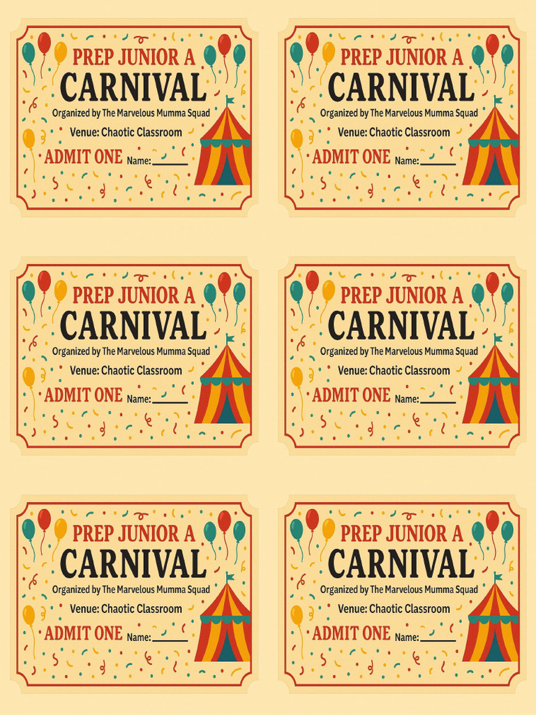 Carnival Tickets 6 On A4 Portrait | PDF