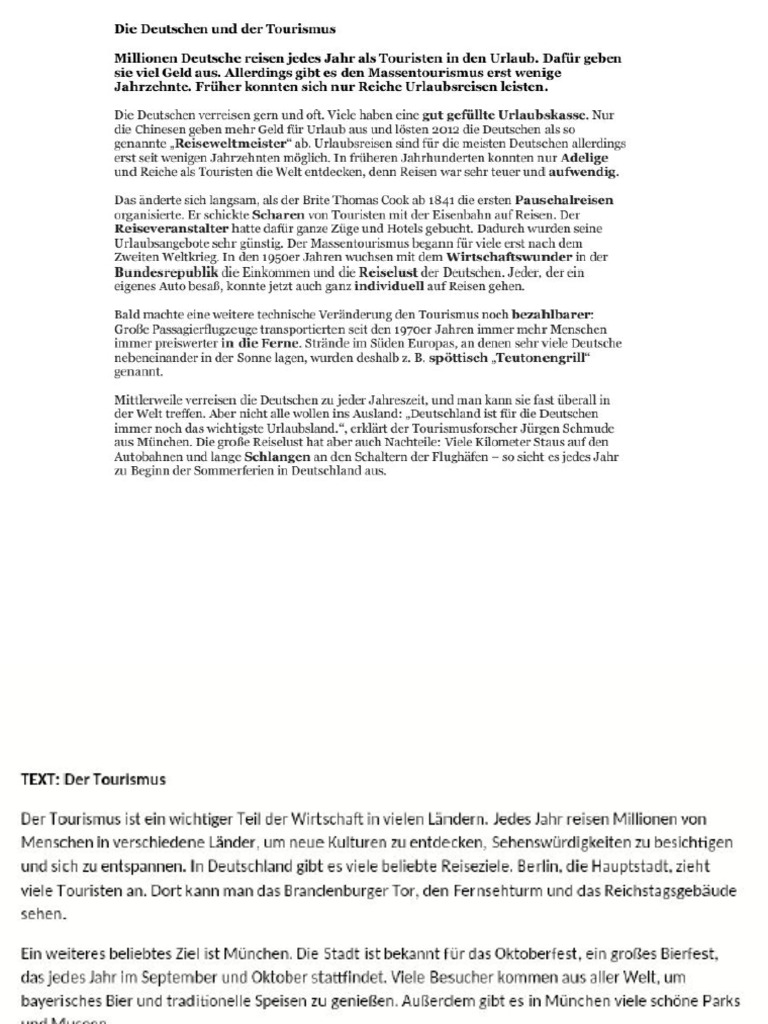Reisen Und Tourismus | PDF