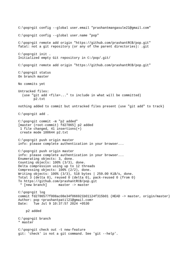 Git Configuration and Commands Guide | PDF | Computer Architecture ...